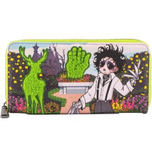 loungefly edward scissorhands topiary faux leather wallet