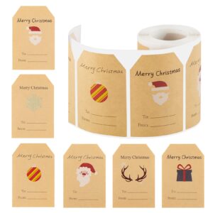 hongyitime 200 count tags sticker,christmas labels,6 jumbo designs christmas stickers name tags,holiday present label (large)