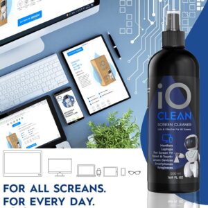 Screen Cleaner Spray (16oz) – Best Large Cleaning Kit for LCD LED OLED TV, Smartphone, iPad, Laptop, Touchscreen, Computer Monitor, Other Electronic Devices – Microfiber Cloth Wipes and 2 Nozzles