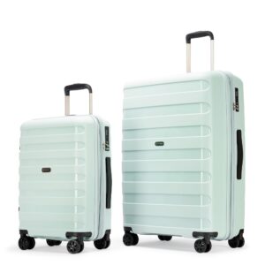 ginzatravel 2 piece luggage set anti-scratch pp material hardside uggage, carry-on,20inch and 28inch lightweight spinner all size expandable double seal suitcase