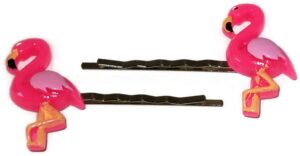 flamingo animal bird bobby pin hair clip accessory - set of 2 handmade