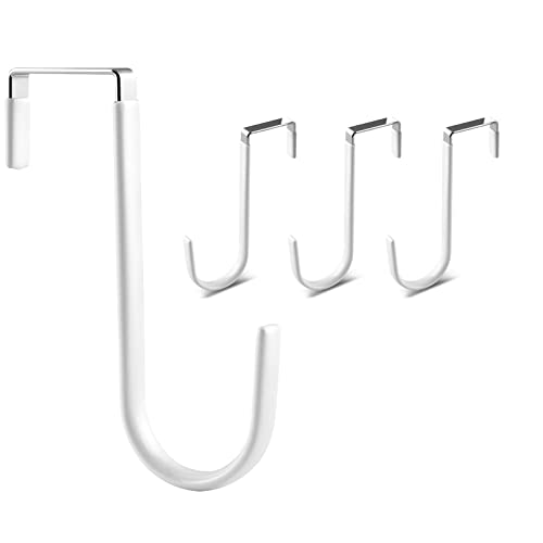 FLOWRALiKI Over The Door Hook, 4 Pack Door Hooks for Hanging Clothes, Towels, Coats, and More