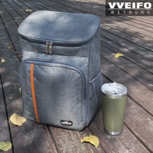 VVEIFO Cooler Backpack 25 Cans，Lunch Backpack，Leakproof Soft Cooler Bag to Beach Camping Hiking Picnic Work Lunch Travel for Men Women（Grey）