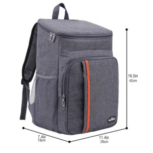 VVEIFO Cooler Backpack 25 Cans，Lunch Backpack，Leakproof Soft Cooler Bag to Beach Camping Hiking Picnic Work Lunch Travel for Men Women（Grey）