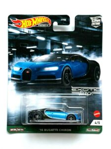 hot wheels premium car culture exotic envy #4/5 '16 bugatti chiron (blue/black)