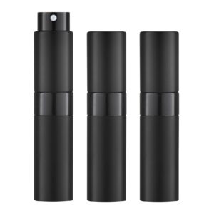 lisapack 8ml atomizer perfume spray bottle for travel (3 pcs) empty cologne dispenser, portable sprayer (black)