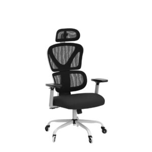 KERDOM Ergonomic Office Chair, Home Desk Chair, Comfy Breathable Mesh Task High Back Thick Cushion Computer Chair with Headrest and 3D Armrests, Adjustable Height Home Gaming Chair (F-White)