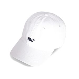 vineyard vines men's whale logo baseball hat, white cap, one size