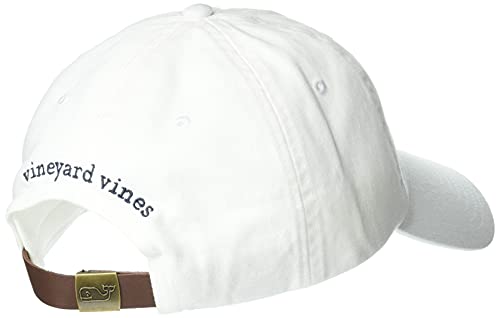 vineyard vines Men's Whale Logo Baseball Hat, White Cap, One Size