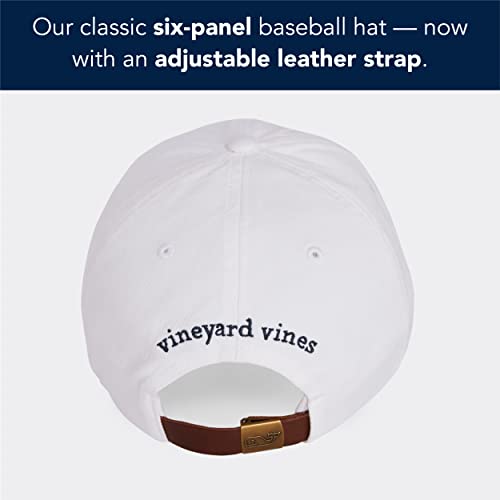 vineyard vines Men's Whale Logo Baseball Hat, White Cap, One Size