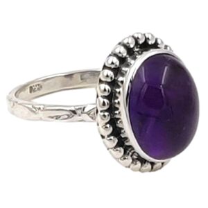 navya craft amethyst stone silver ring | 925 sterling silver handmade statement promise ring for women | natural gemstone boho jewelry | february birthstone | gift for her birthday anniversary