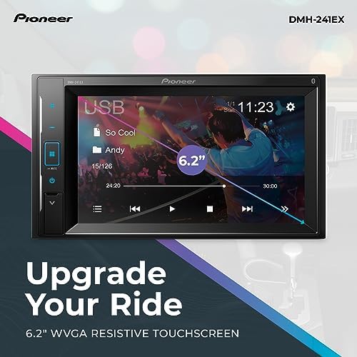 PIONEER CAR DMH241EX 6.2-inch Resistive Touchscreen, Double-DIN, Built-in Bluetooth Back-Up Camera Compatibility Ready - Digital Multimedia Receiver with Weblink