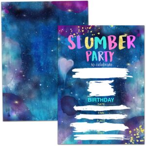 slumber party invitation cards, pajamas birthday party invitation, kids party celebration, 20 cards with 20 envelopes – (shuiyi01)