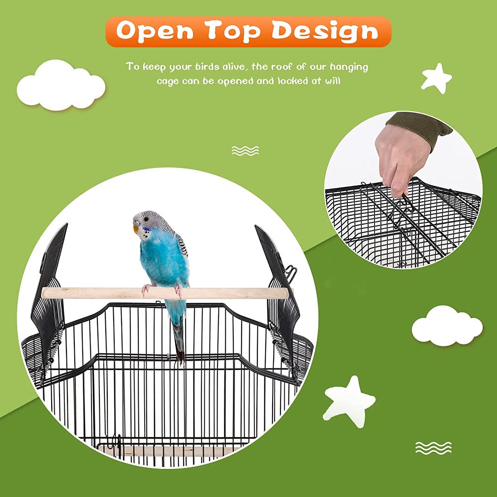 BestPet 64 inch Wrought Iron Bird Cage for Parakeets Medium Small Parrots Parakeet Cage with Detachable Rolling Stand & Play Open Top for Cockatiels Lovebird Finches Canaries (Black)