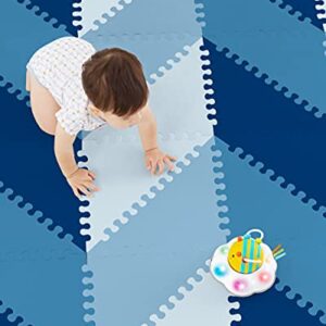 Skip Hop Baby Play Mat, Interlocking Foam Floor Tiles, 70" x 56", Playspot, Blue Ombre