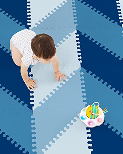 Skip Hop Baby Play Mat, Interlocking Foam Floor Tiles, 70" x 56", Playspot, Blue Ombre