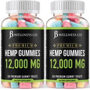 jb wellness co [2-pack] – hemp gummies premium 12,000 – inflammation – vitamins & omega 3,6,9 – made in the usa (120 count) – [2-pack]