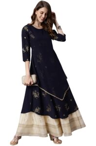 janasya kurta for women navy blue