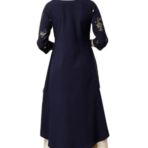 Janasya Kurta for Women Navy Blue