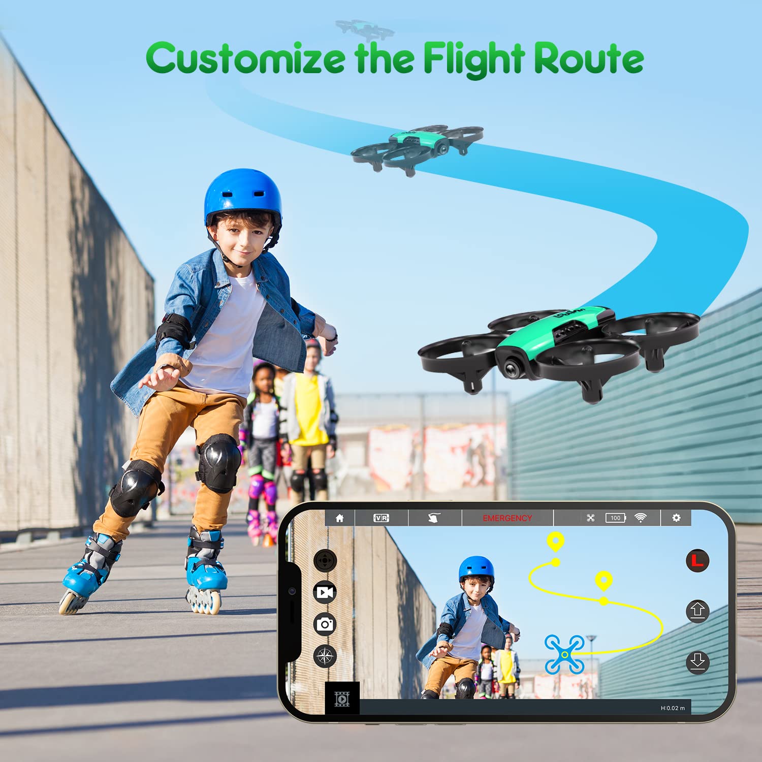 Loolinn | Drones for Kids with Camera - Mini Drone, Remote Control Quadcopter UAV with 90° Adjustable Camera, Security Guards, FPV Real Time Transmission Photos and Videos (Gift Idea)