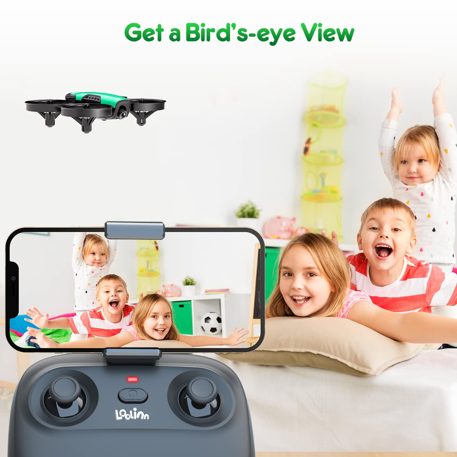 Loolinn | Drones for Kids with Camera - Mini Drone, Remote Control Quadcopter UAV with 90° Adjustable Camera, Security Guards, FPV Real Time Transmission Photos and Videos (Gift Idea)