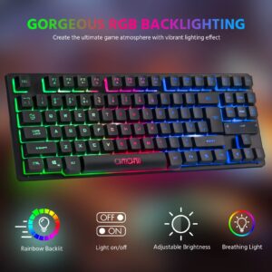 CHONCHOW Wireless LED Keyboard, Rechargeable 87 Key RGB LED Backlit Wireless Keyboard, Ergonomic Light up Gaming Keyboard Wireless for PC PS4 PS5 Xbox One