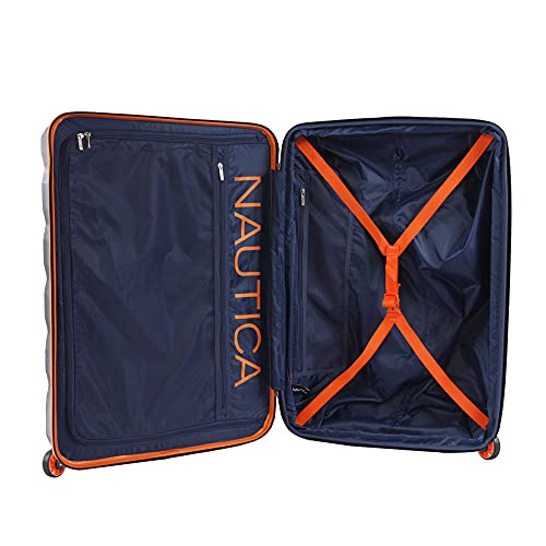 NAUTICA Quest Hardside Spinner Luggage, Grey/Orange, Checked-Large 29-Inch