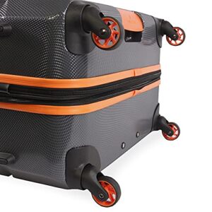 NAUTICA Quest Hardside Spinner Luggage, Grey/Orange, Checked-Large 29-Inch