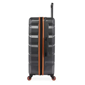 NAUTICA Quest Hardside Spinner Luggage, Grey/Orange, Checked-Large 29-Inch