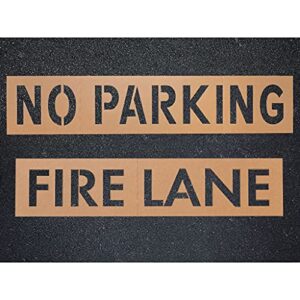 aps 12" fire lane no parking stencil for parking lot | parking lot stencils for painting | reusable no parking fire lane pavement stencils for parking lot markings | made in usa w/recycled cardboard