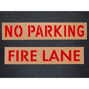 APS 12" FIRE LANE NO PARKING Stencil for Parking Lot | Parking Lot Stencils for Painting | Reusable No Parking Fire Lane Pavement Stencils for Parking Lot Markings | Made in USA w/Recycled Cardboard