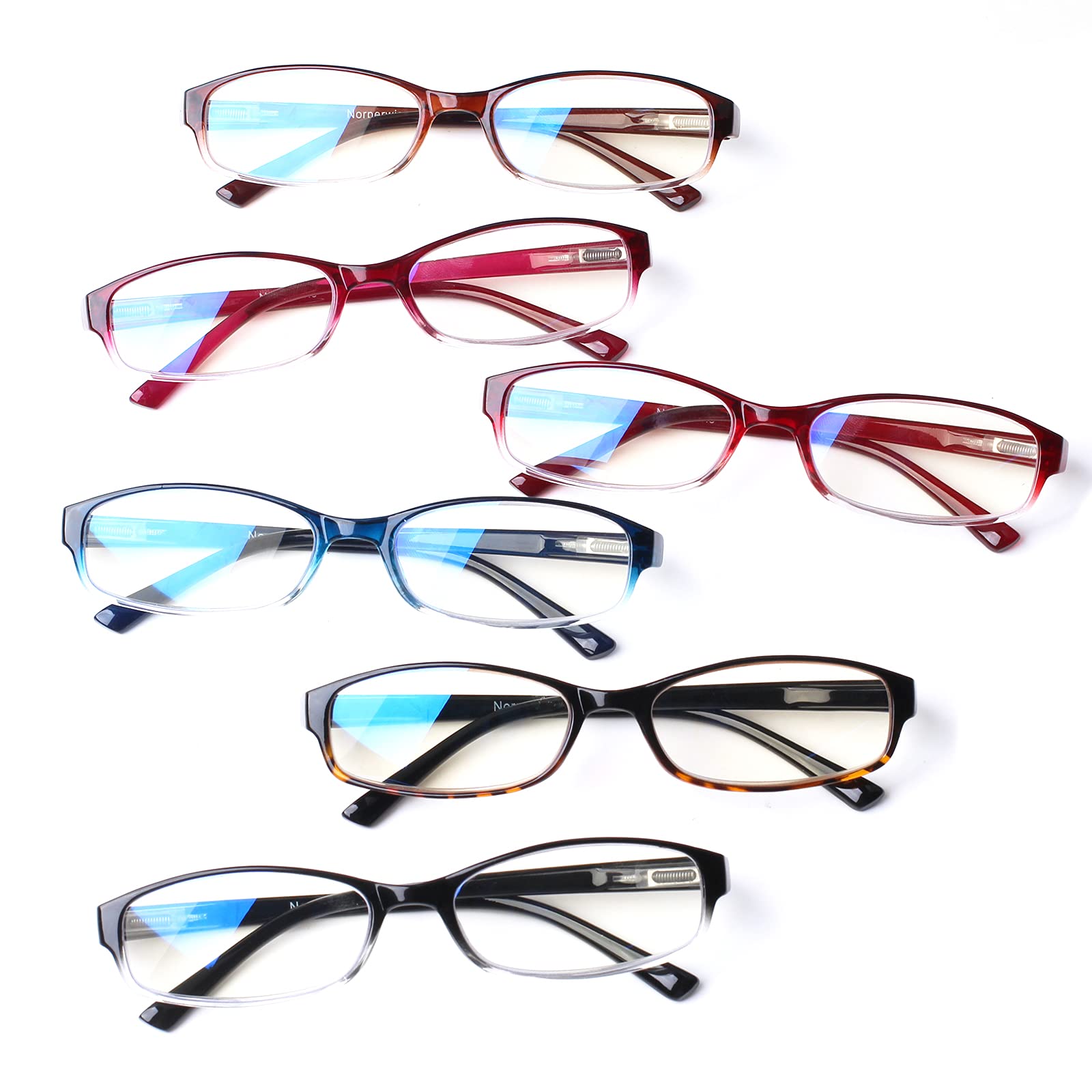 NORPERWIS 6 Pack Ladies Reading Glasses for Women Blue Light Blocking Spring Hinge Fashion Eyeglasses Readers for Women (Mix Color, 1.25)