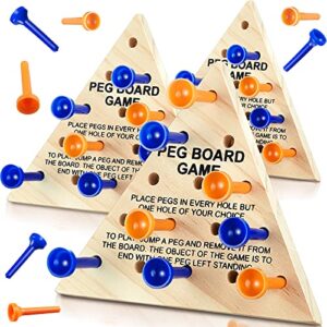 zhanmai wooden triangle peg game, 3 sets, educational board game for teens and adults, travel size, strategy toy, fun learning puzzles