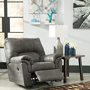 Signature Design by Ashley Bladen Faux Leather Manual Rocker Recliner, Gray