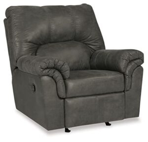 signature design by ashley bladen faux leather manual rocker recliner, gray