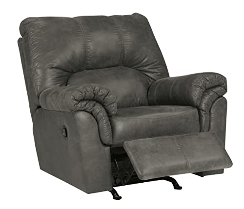 Signature Design by Ashley Bladen Faux Leather Manual Rocker Recliner, Gray