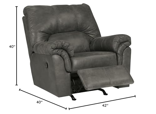 Signature Design by Ashley Bladen Faux Leather Manual Rocker Recliner, Gray