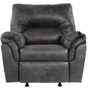 Signature Design by Ashley Bladen Faux Leather Manual Rocker Recliner, Gray