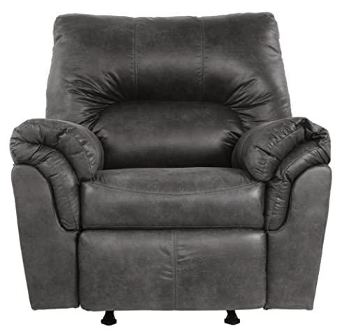 Signature Design by Ashley Bladen Faux Leather Manual Rocker Recliner, Gray