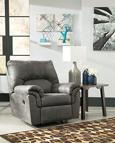 Signature Design by Ashley Bladen Faux Leather Manual Rocker Recliner, Gray