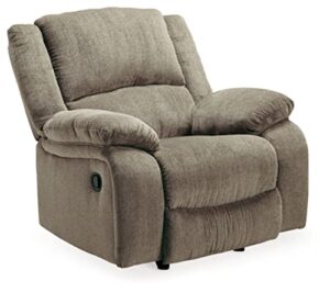 signature design by ashley draycoll plush manual pull-tab rocker recliner, light brown