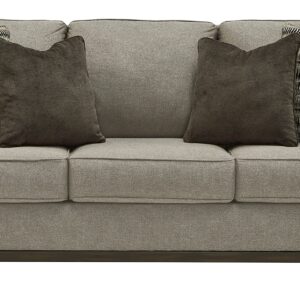 Signature Design by Ashley Kaywood Modern Sofa with 4 Throw Pillows, Brownish Gray