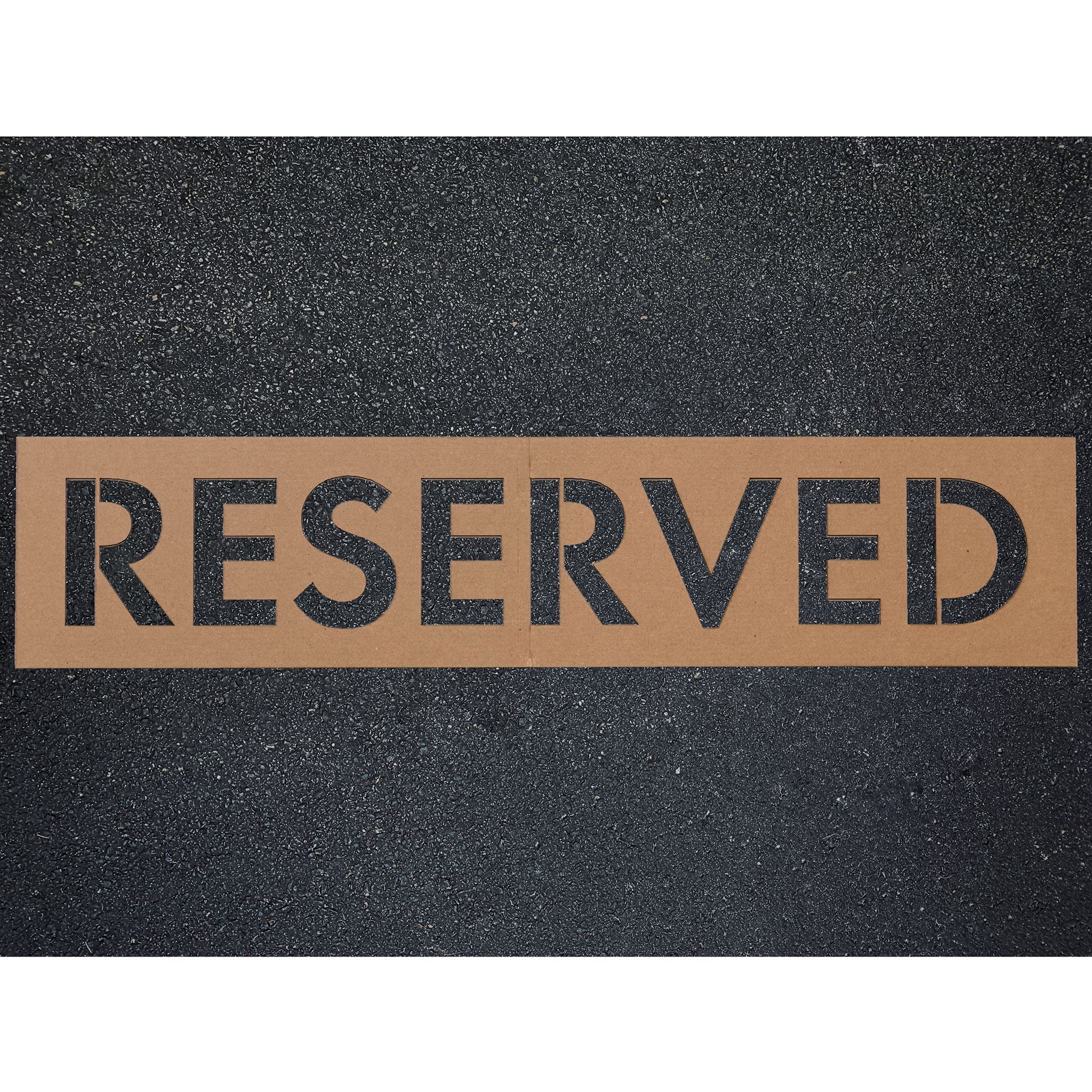 APS 12" RESERVED Parking Stencil for Parking Lot | Reserved Stencil for Parking Lot Pavement Markings | Reserved Parking Lot Stencils for Painting | Made in USA w/Recycled Reusable Cardboard