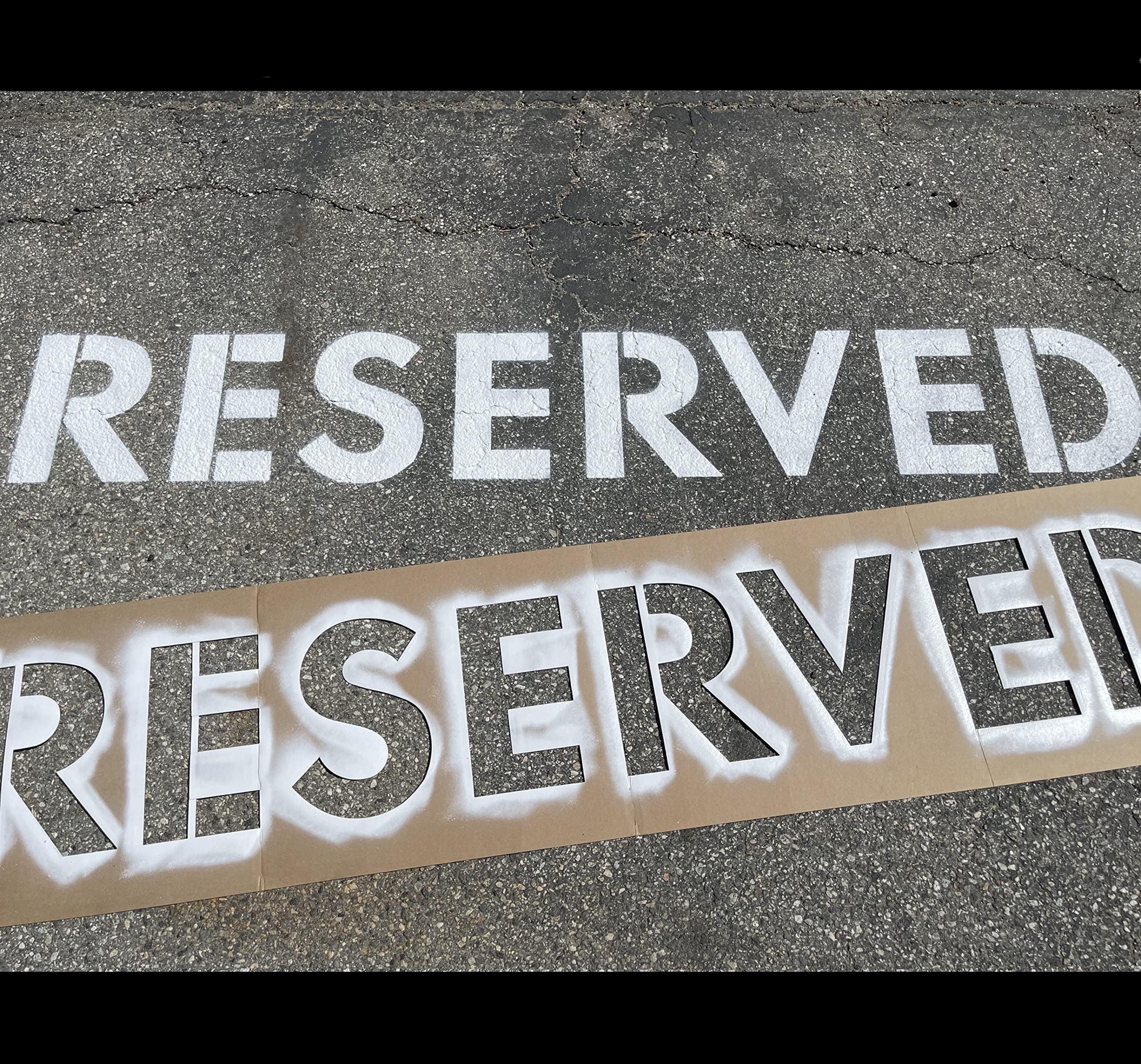 APS 12" RESERVED Parking Stencil for Parking Lot | Reserved Stencil for Parking Lot Pavement Markings | Reserved Parking Lot Stencils for Painting | Made in USA w/Recycled Reusable Cardboard