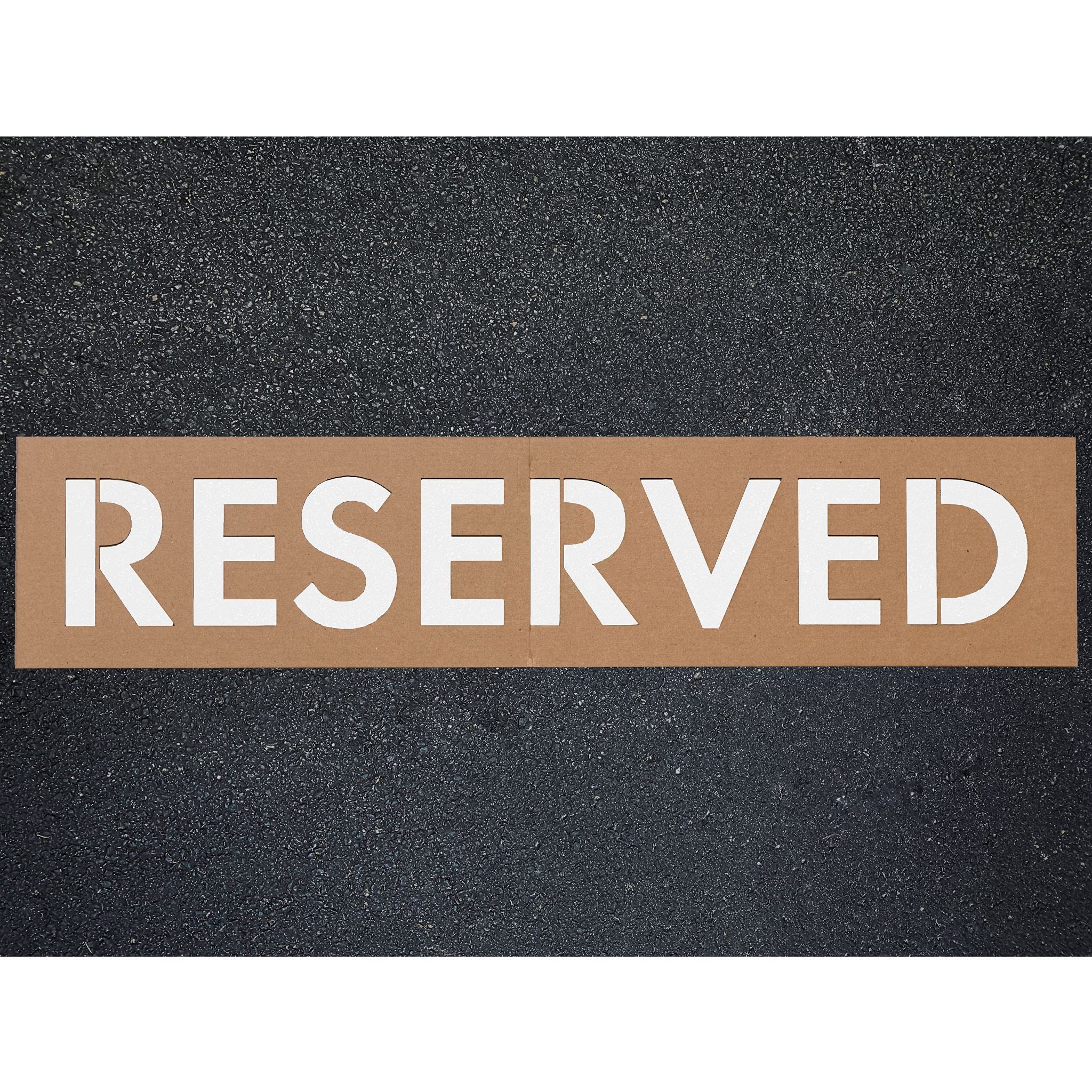 APS 12" RESERVED Parking Stencil for Parking Lot | Reserved Stencil for Parking Lot Pavement Markings | Reserved Parking Lot Stencils for Painting | Made in USA w/Recycled Reusable Cardboard