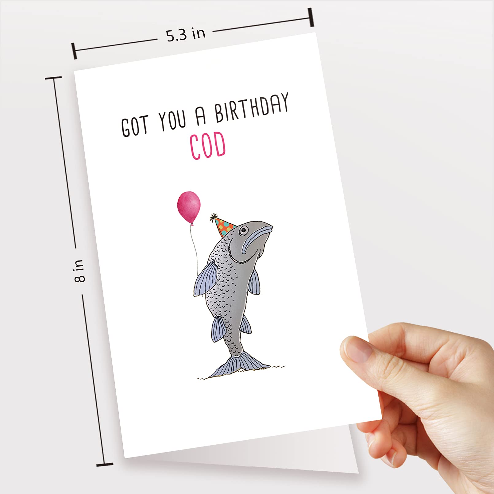 Ulbeelol Cod Fish Themed Funny Birthday Card - GOT YOU A BIRTHDAY COD, Happy Birthday Card