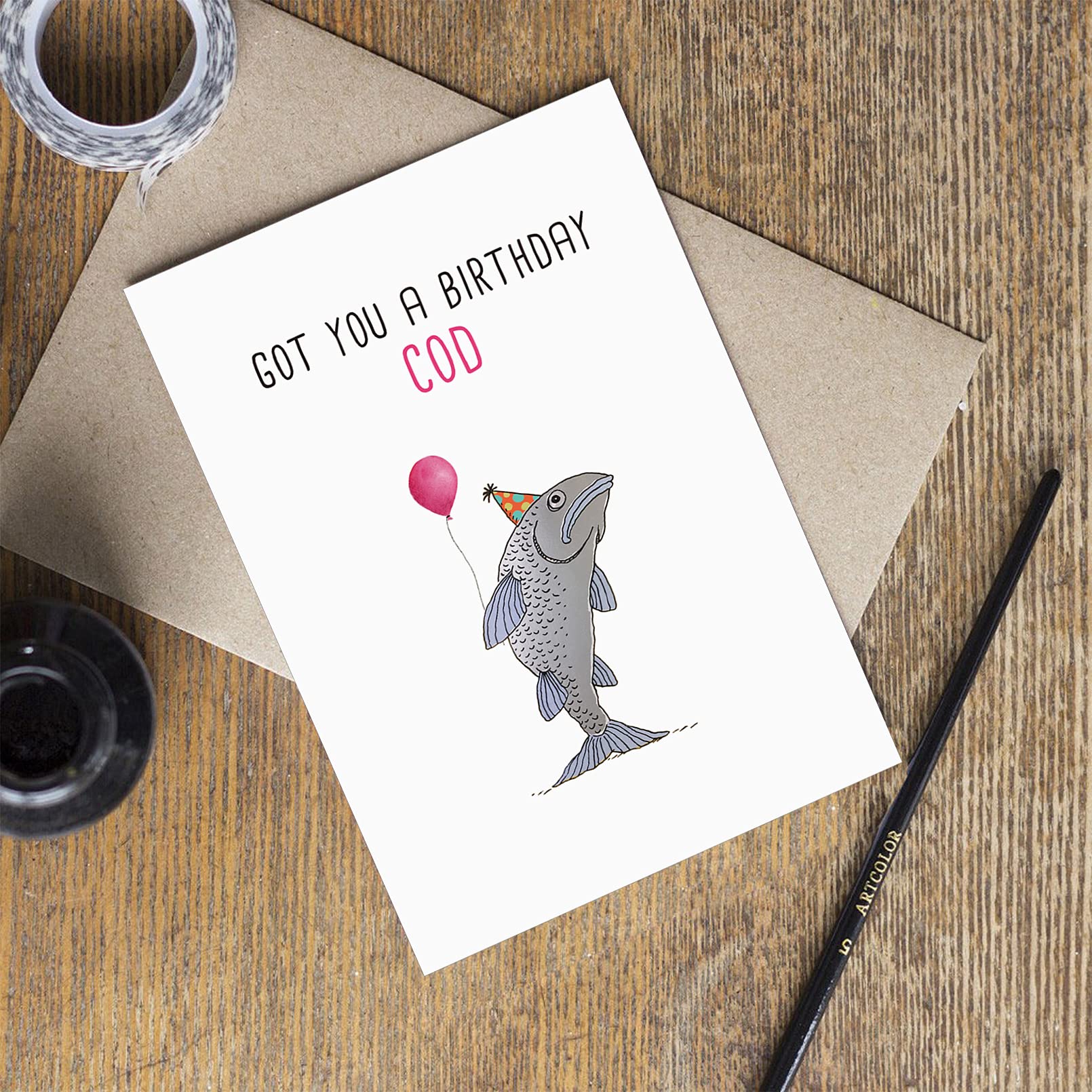 Ulbeelol Cod Fish Themed Funny Birthday Card - GOT YOU A BIRTHDAY COD, Happy Birthday Card