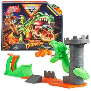 monster jam, dueling dragon playset with exclusive 1:64 scale dragon monster truck, kids toys for boys ages 3 and up