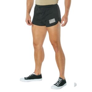 rothco us flag ranger pt (physical training) shorts - medium black