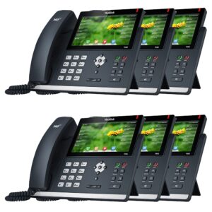 yealink sip-t48s business phone system: starter pack with voicemail, auto attendant, cell & remote phone extensions, call recording & free twacomm.com phone service for 1 year (6 phone bundle)